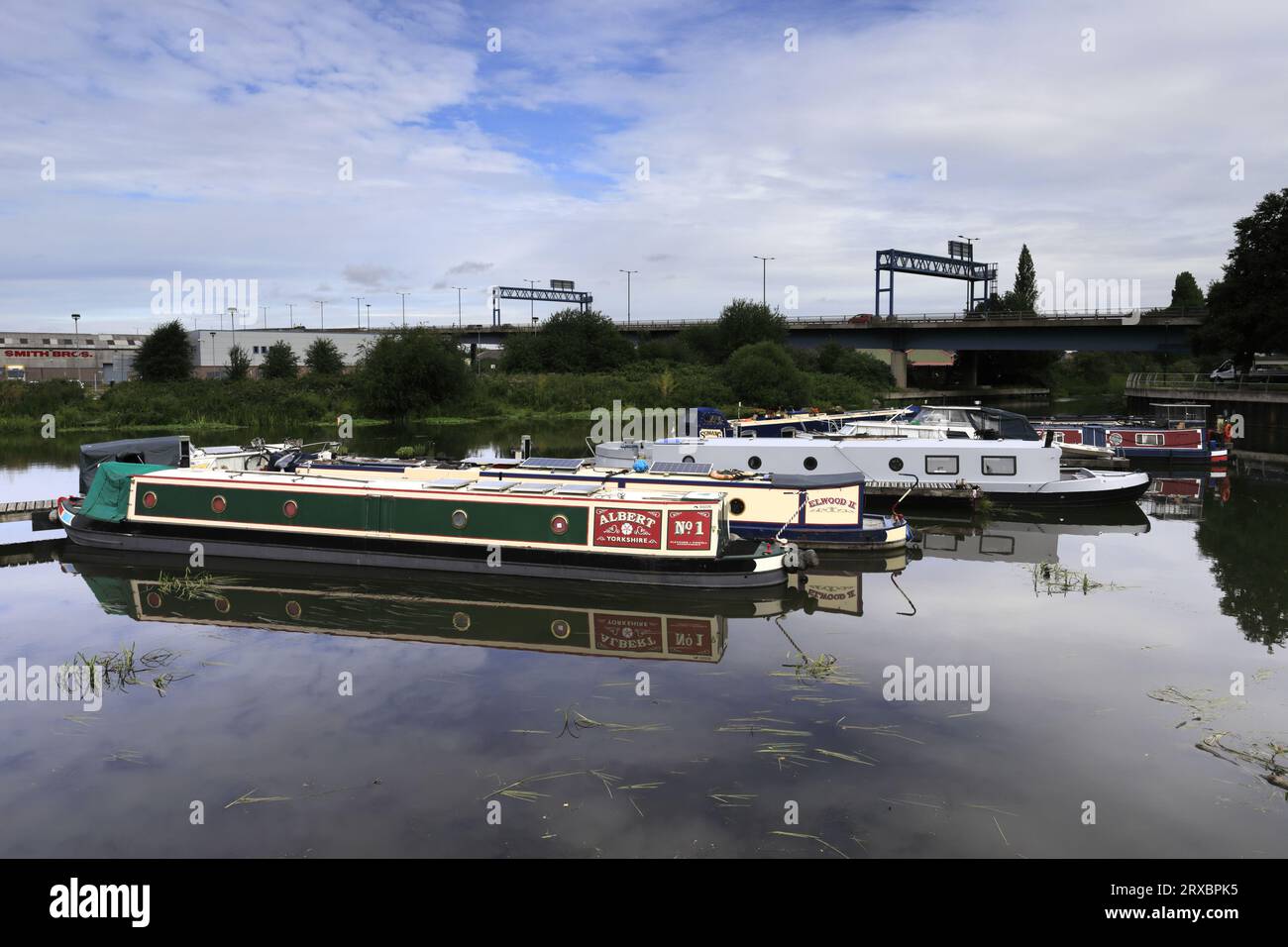 Narrowboats in Doncaster Wharf, river Don, South Yorkshire, England, UK ...