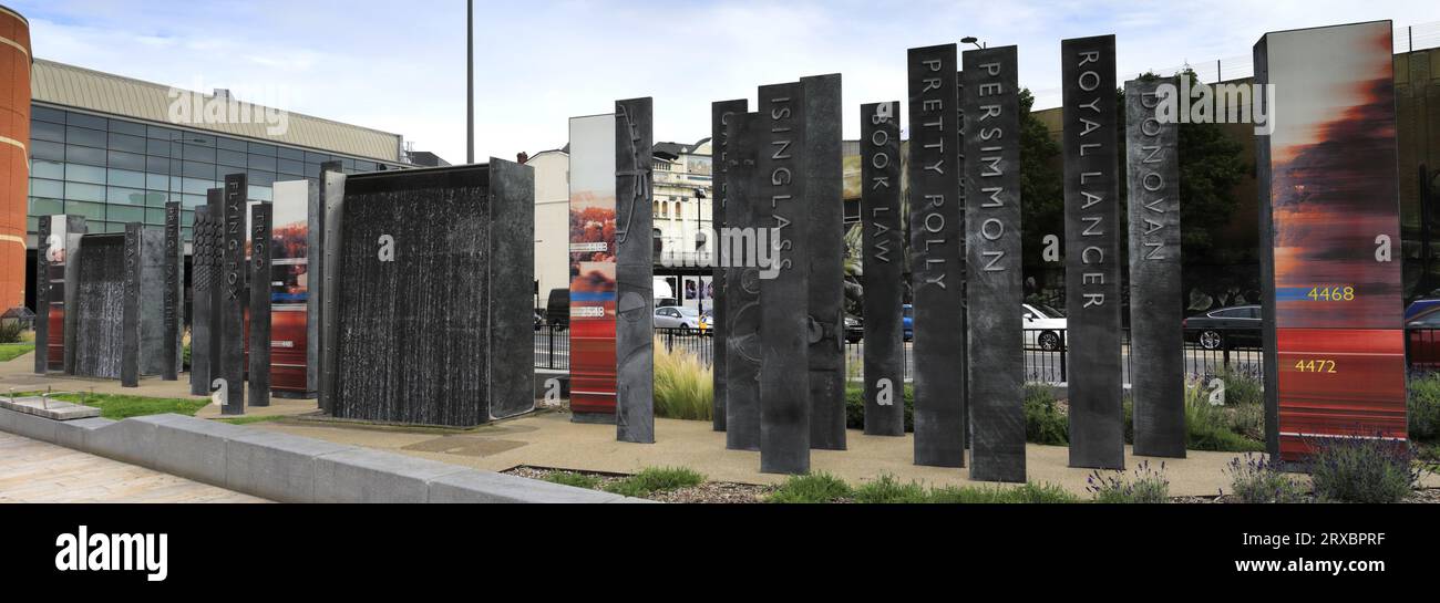 The Nameplates Sculpture outside Doncaster Railway Station, Doncaster ...