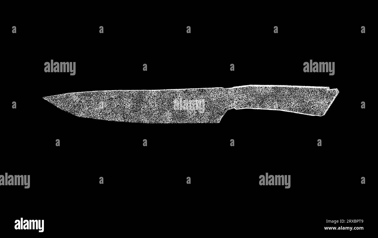 3D kitchen knife rotates on black background. Kitchen Equipment concept ...