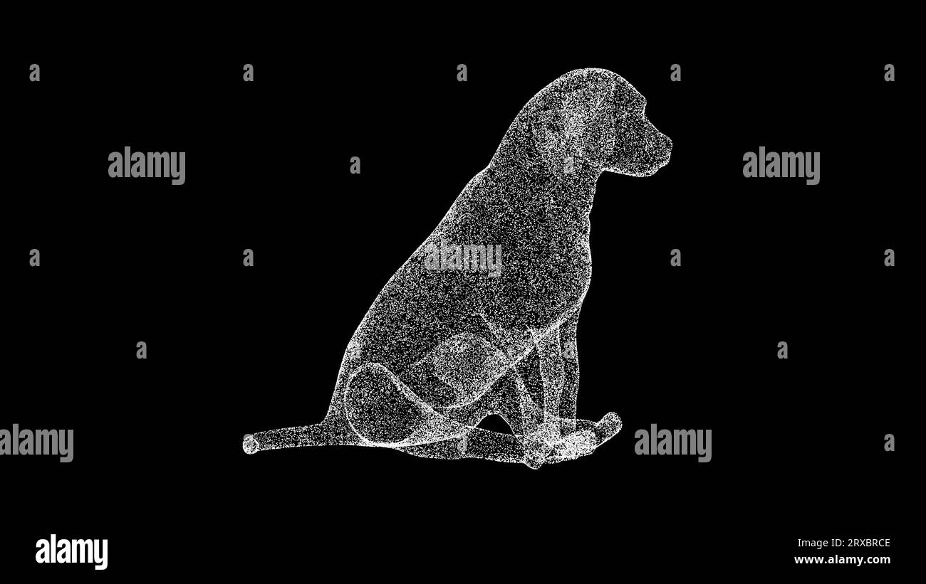 3D Puppy rotates on black background. Pet concept. Cute little dog ...