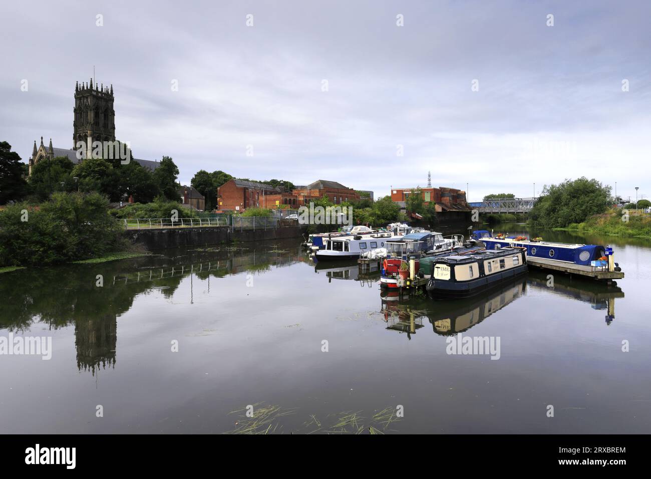 Narrowboats in Doncaster Wharf, river Don, South Yorkshire, England, UK ...
