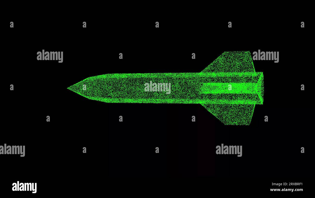 3D Rocket on black background. Weapons and war concept. Ballistic ...