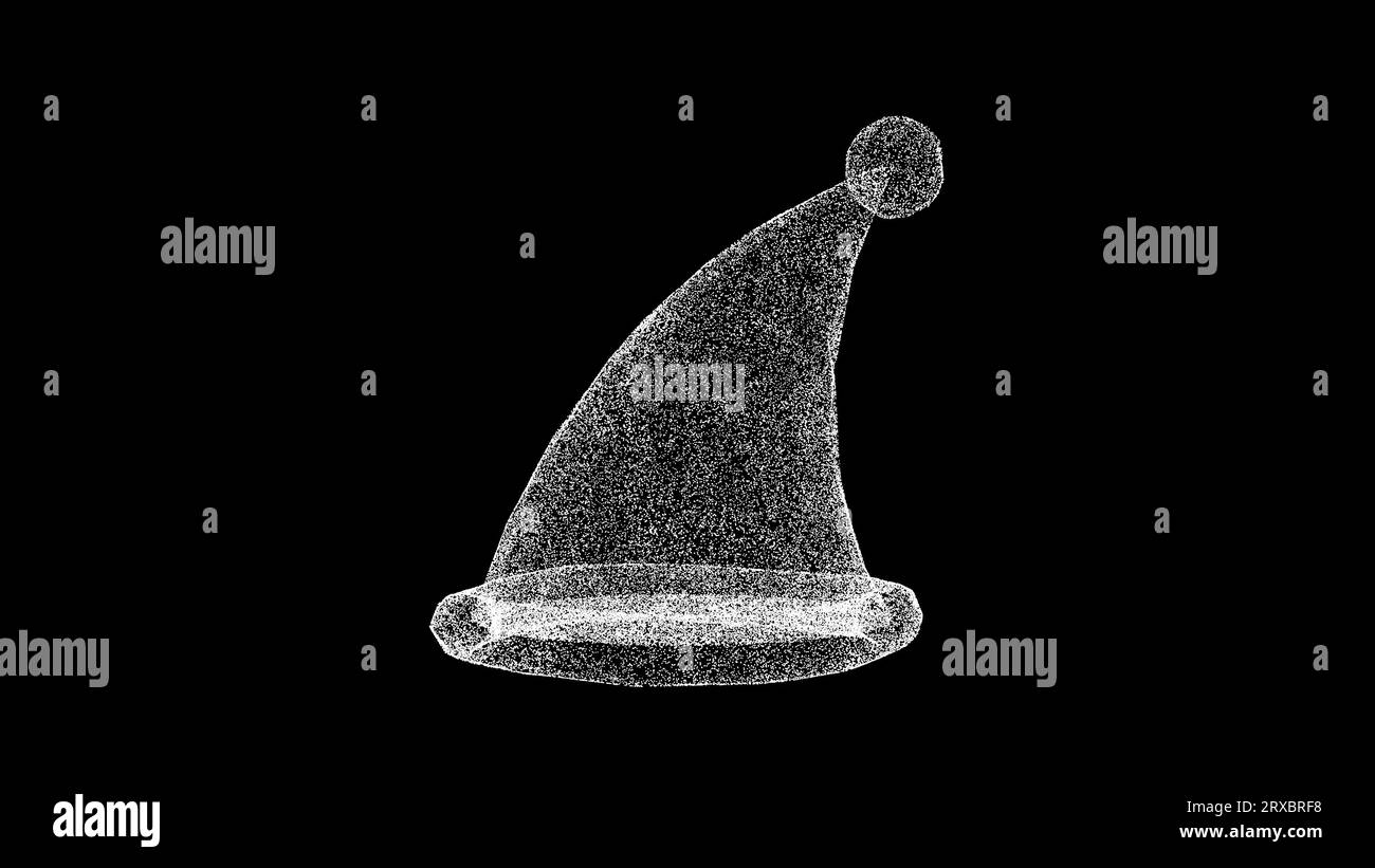 3D Santa hat on black background. Christmas concept. Happy New Year ...