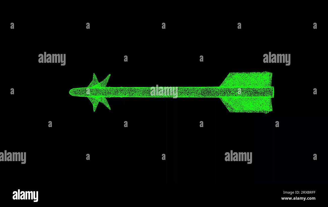 3D Rocket on black background. Weapons and war concept. Aircraft ...