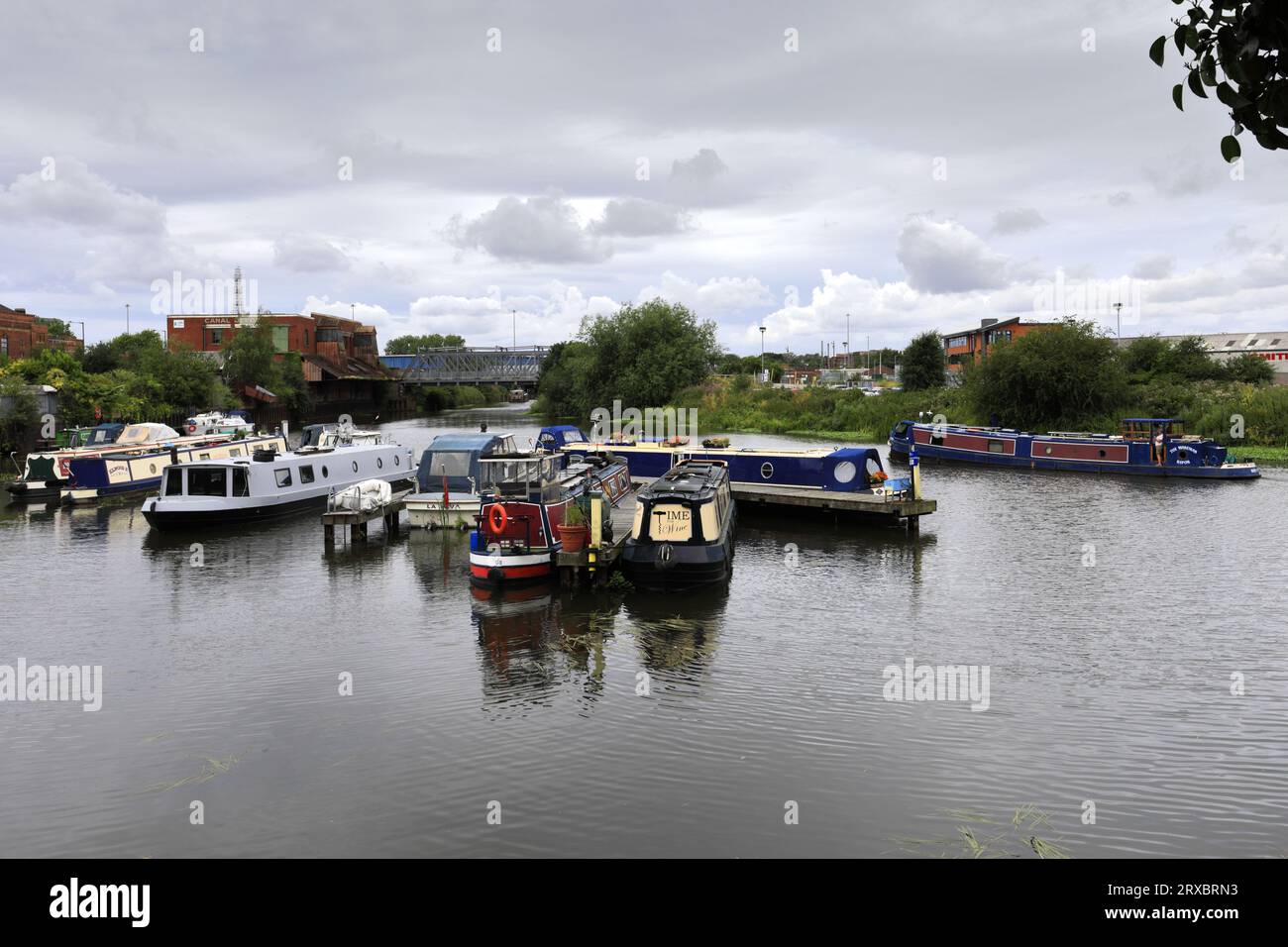Narrowboats in Doncaster Wharf, river Don, South Yorkshire, England, UK ...