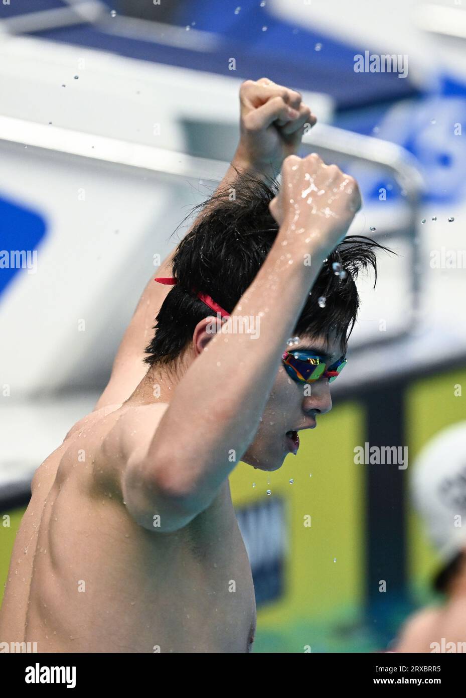 Hangzhou, China's Zhejiang Province. 24th Sep, 2023. Pan Zhanle of China reacts after the Men's ...