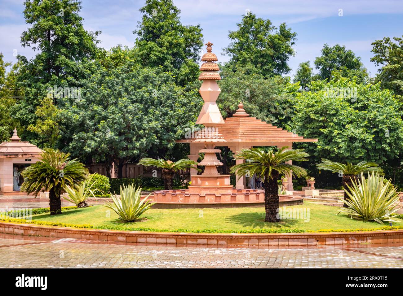 artistic jain red stone holy pillar at morning from unique angle image ...
