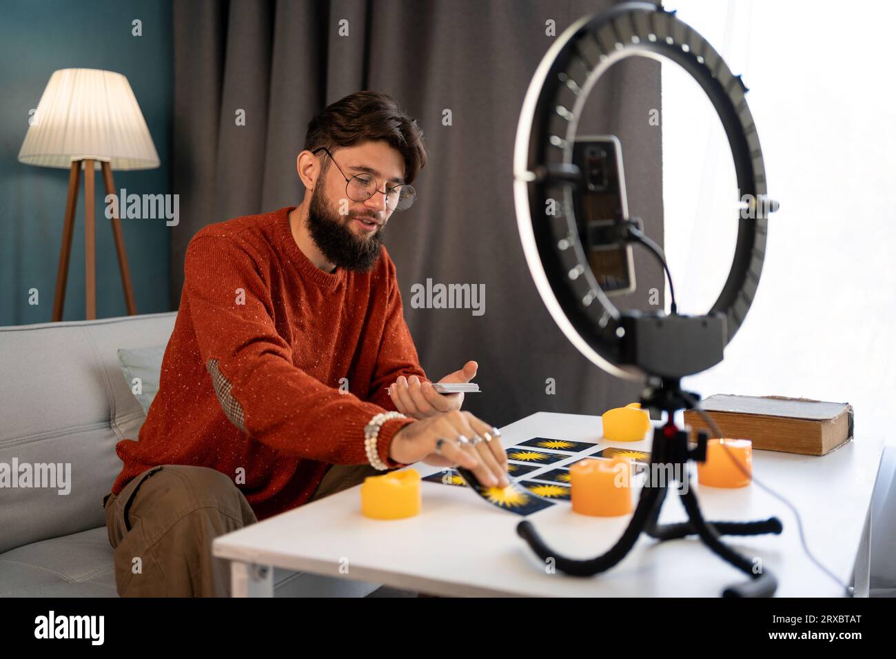 Male sorcerer tarot card reader hi-res stock photography and images - Alamy