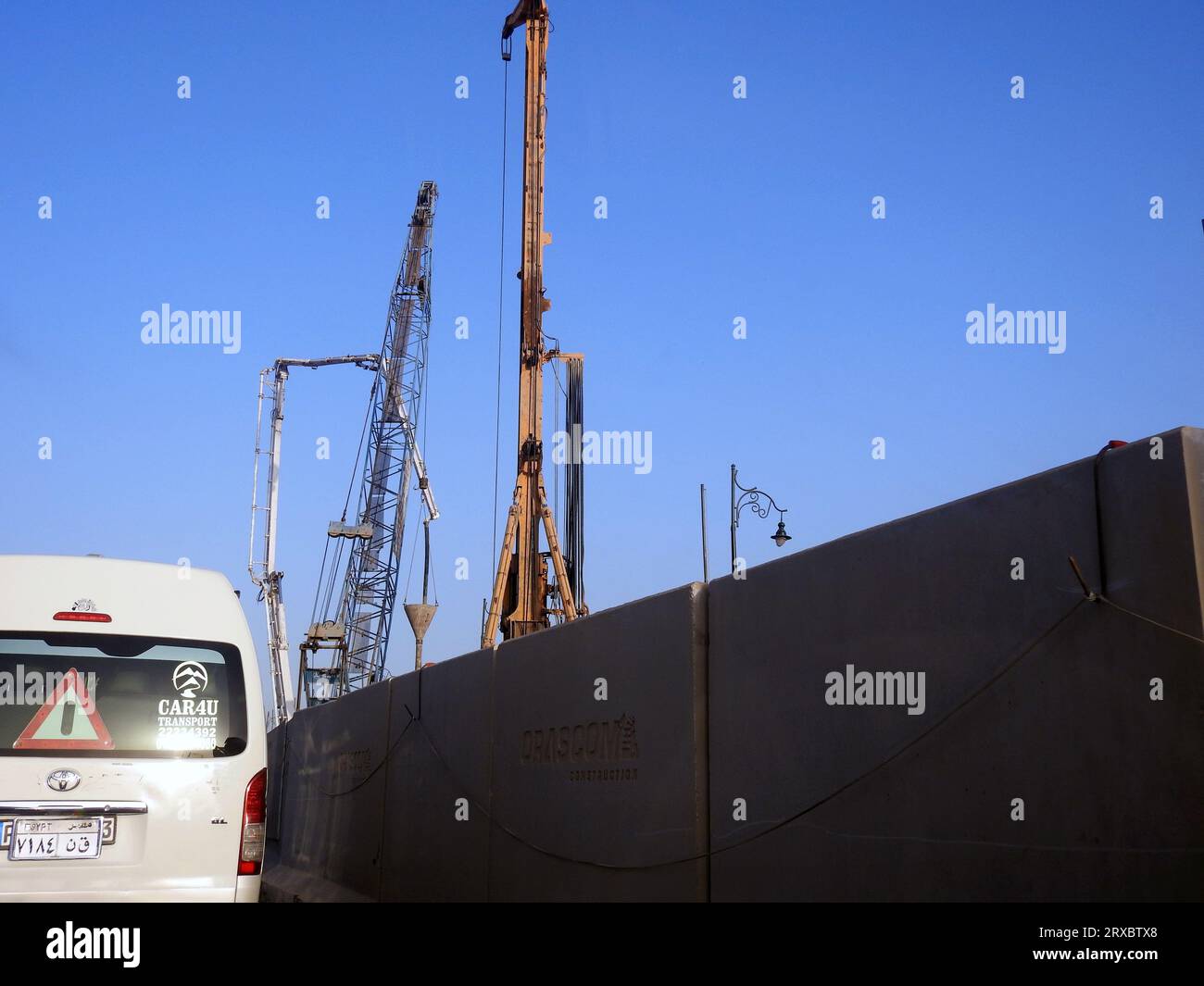 Cairo, Egypt, August 30 2023: Construction site of Cairo Egyptian monorail transportation system ...