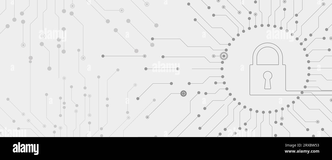 internet digital syber security technology concept for business background. Lock on circuit ...