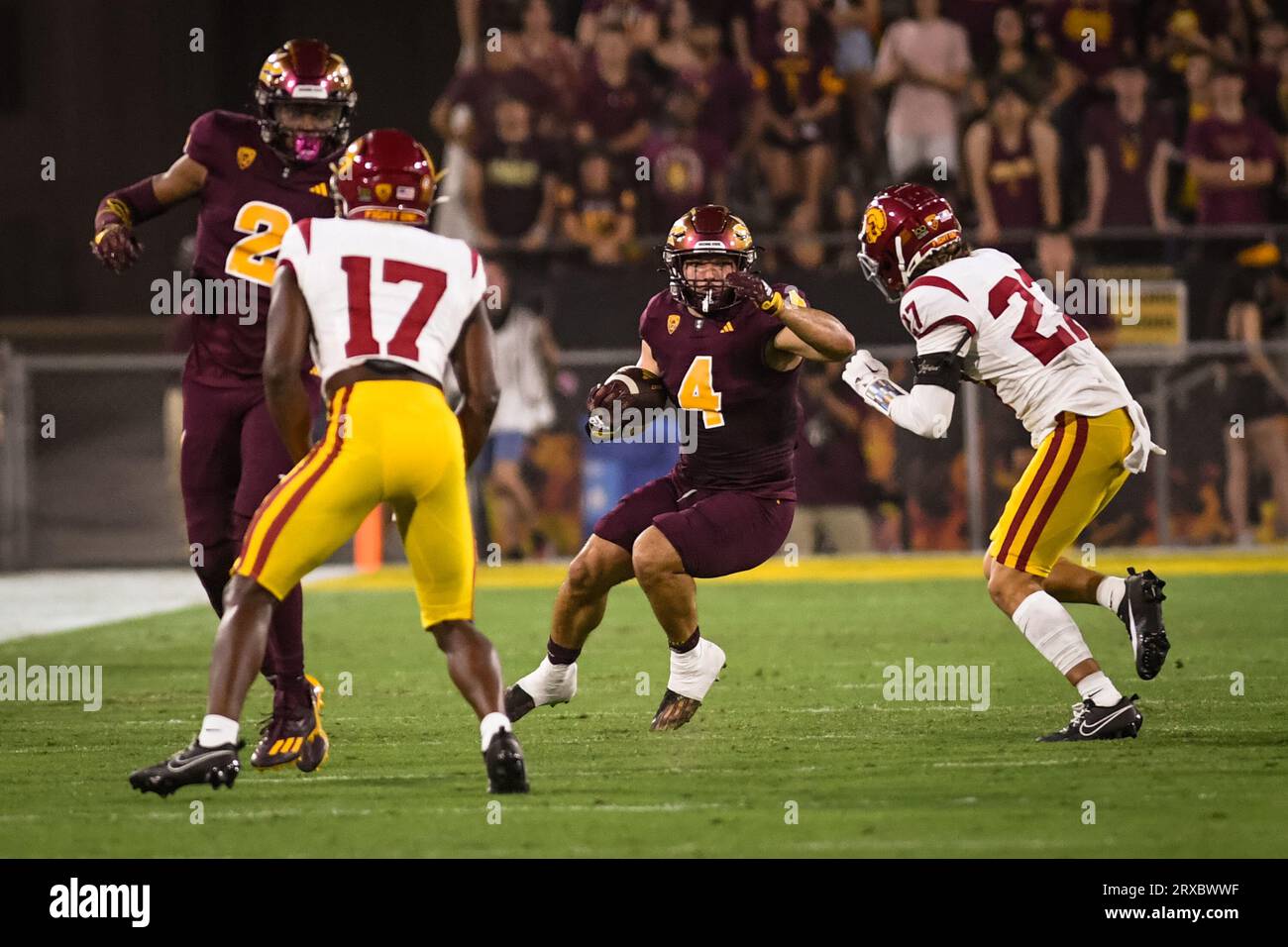Arizona State Sun Devils running back Cameron Skattebo (4) rushes for a ...