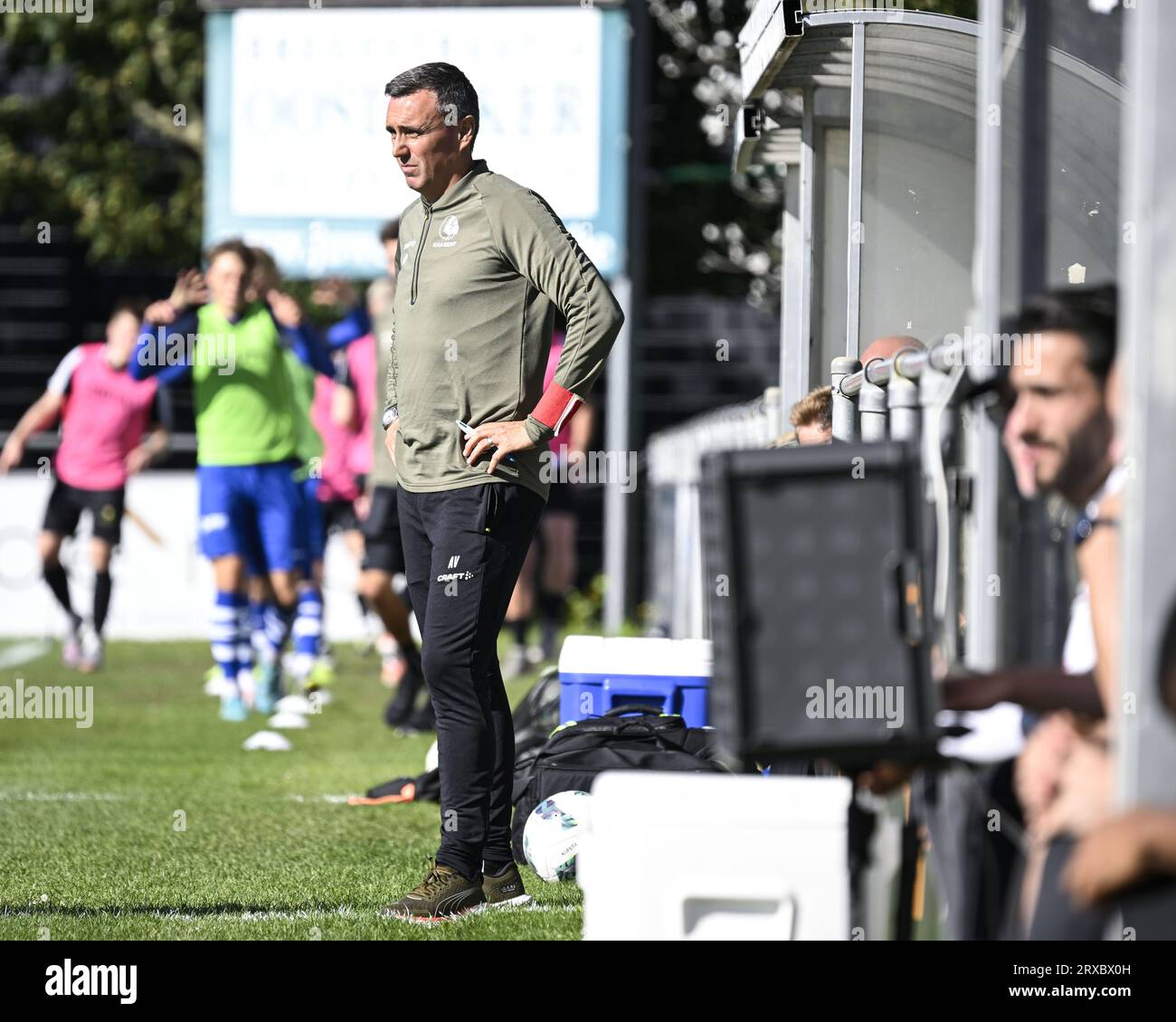 Gent, Belgium. 24th Sep, 2023. Jong KAA Gent's head coach Arnar ...