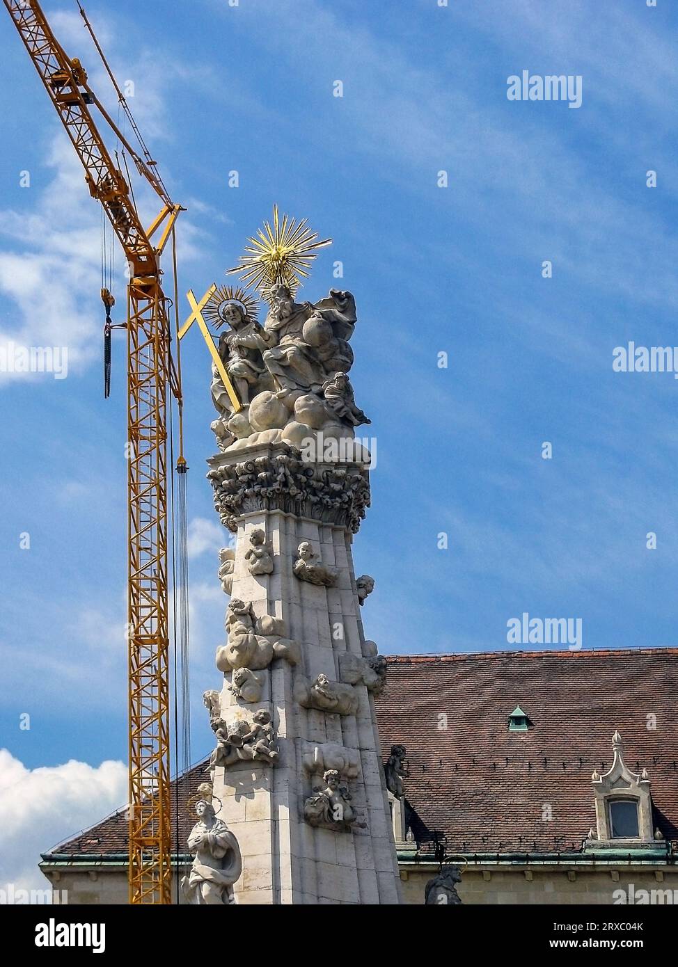 Construction crane near the Holy Trinity Column (plague column) in ...
