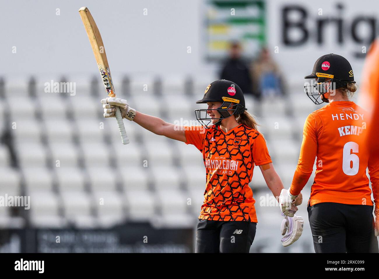 Southern Vipers' Emily Windsor celebrates her 50 during the Rachael ...
