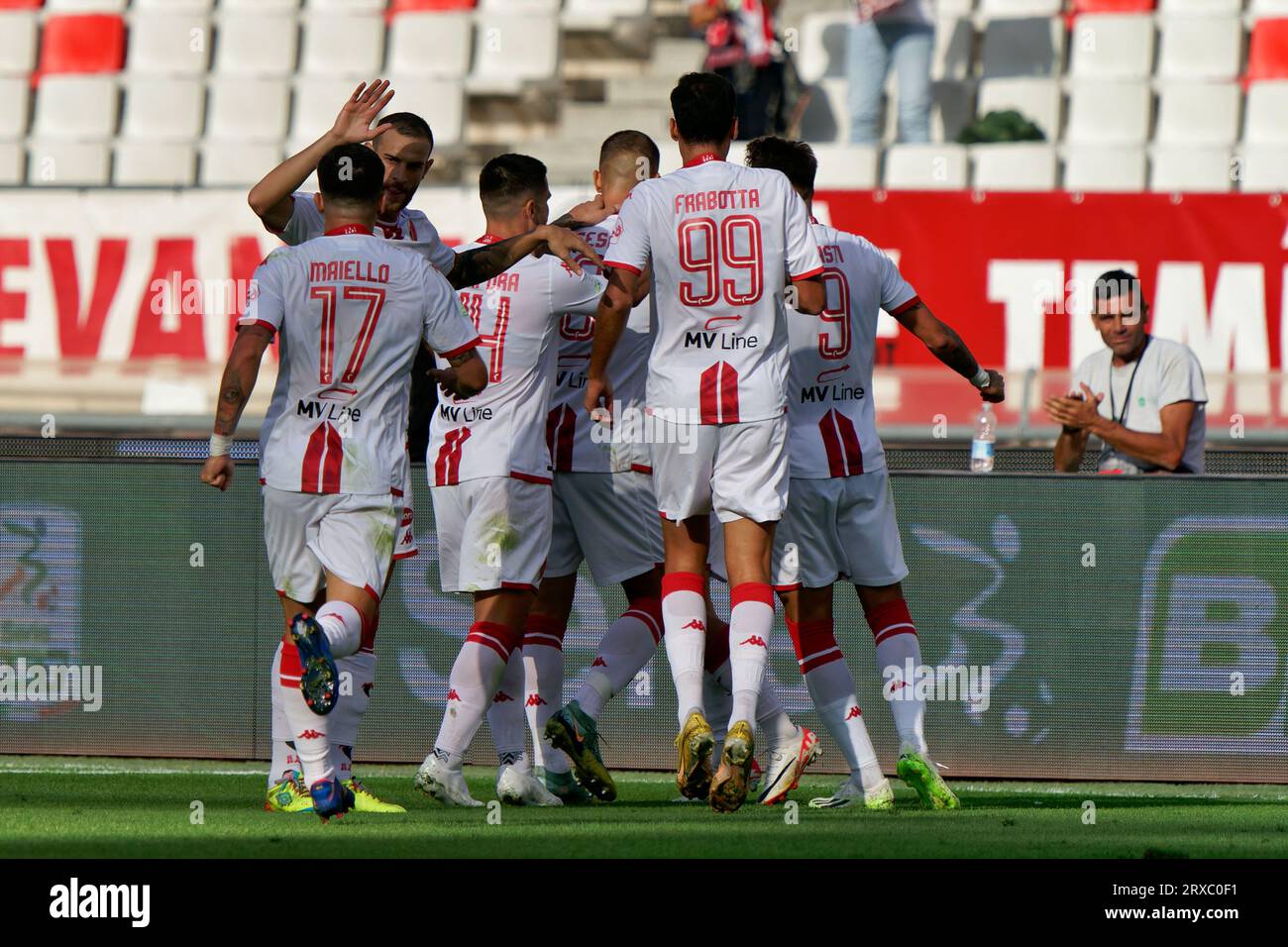 Bari, Italy. 24th Sep, 2023. Ilias Koutsoupias (SSC Bari) celebrates ...