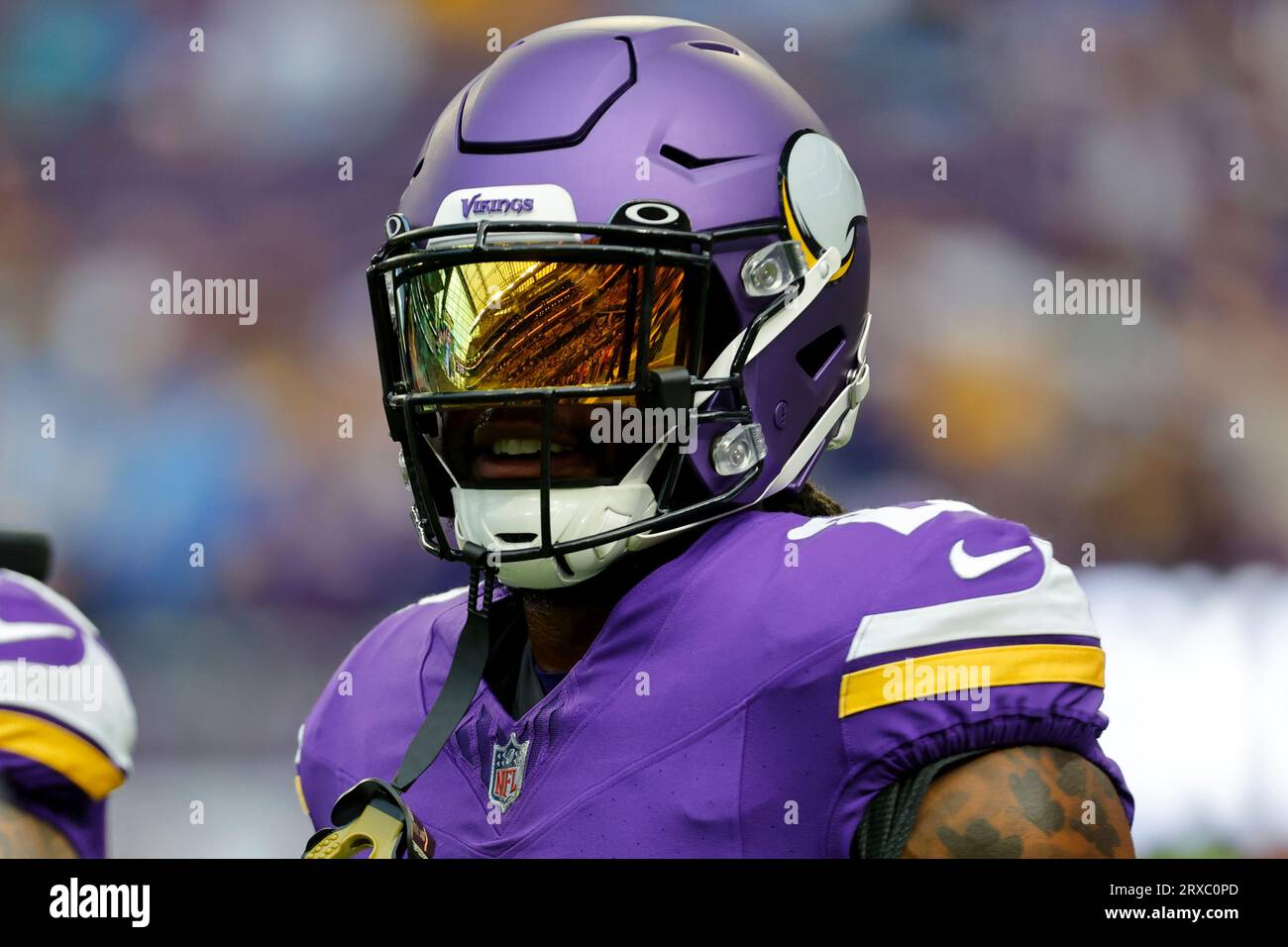 Minnesota Vikings running back Alexander Mattison walks on the field ...