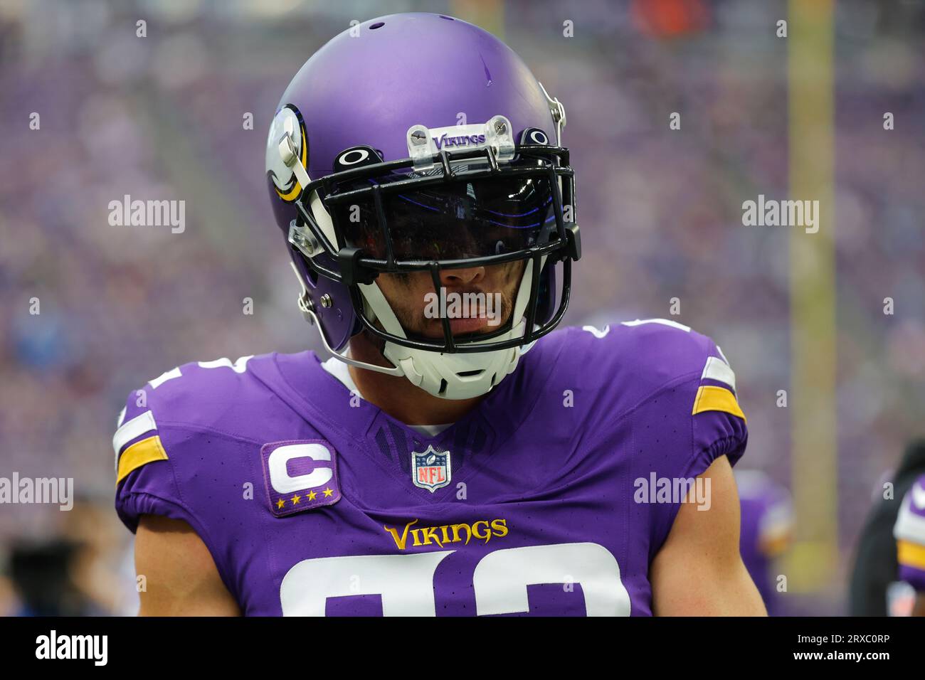 Minnesota Vikings safety Harrison Smith walks on the field before an ...
