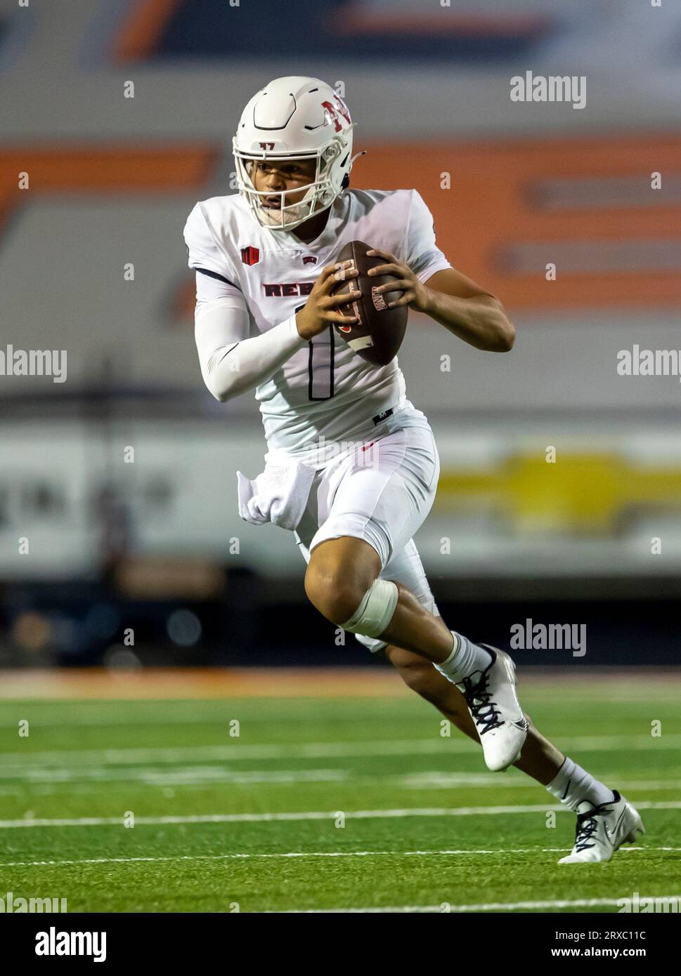 UNLV quarterback Jayden Maiava rolls out looking for an open receiver ...
