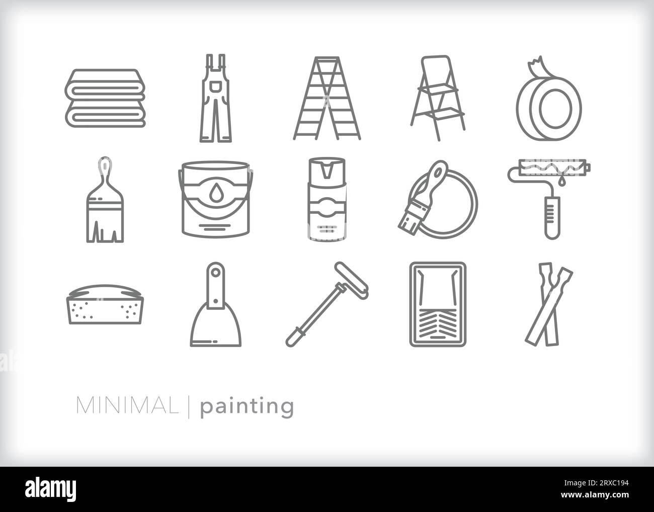 Set of painting line icons for changing the color or refreshing the ...
