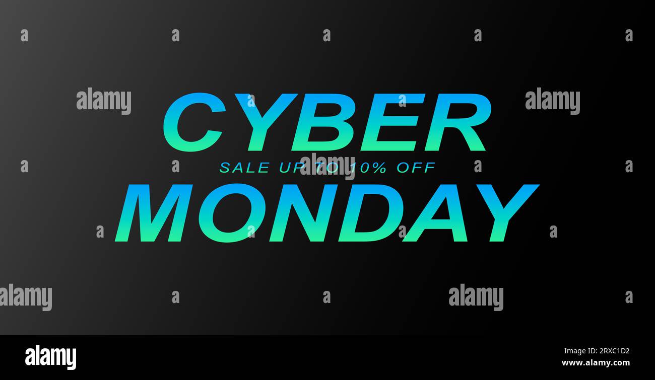 Cyber Monday sale banner with neon green to bright blue gradient color ...