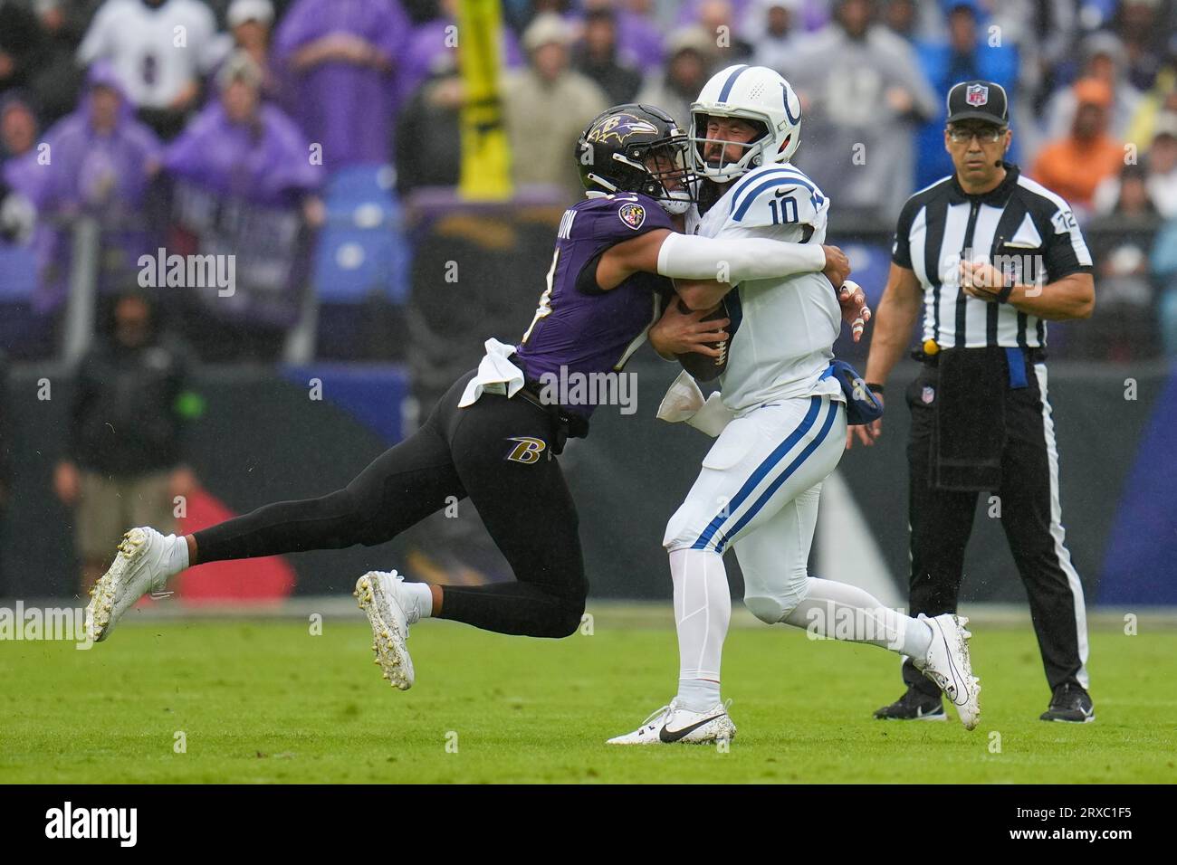 Indianapolis Colts quarterback Gardner Minshew is sacked by Baltimore ...