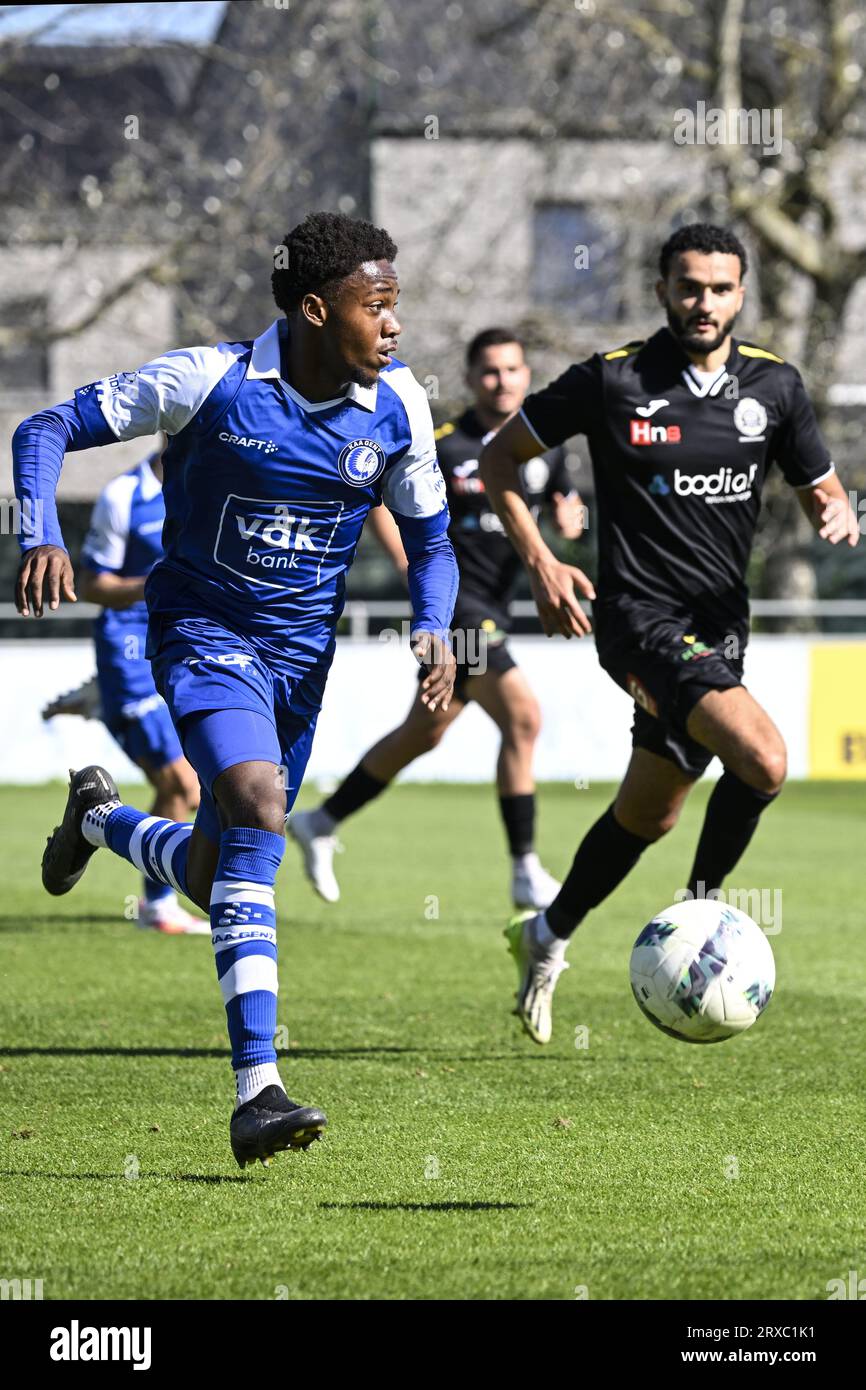 Gent, Belgium. 24th Sep, 2023. Jong KAA Gent's Tristan Demetrius ...