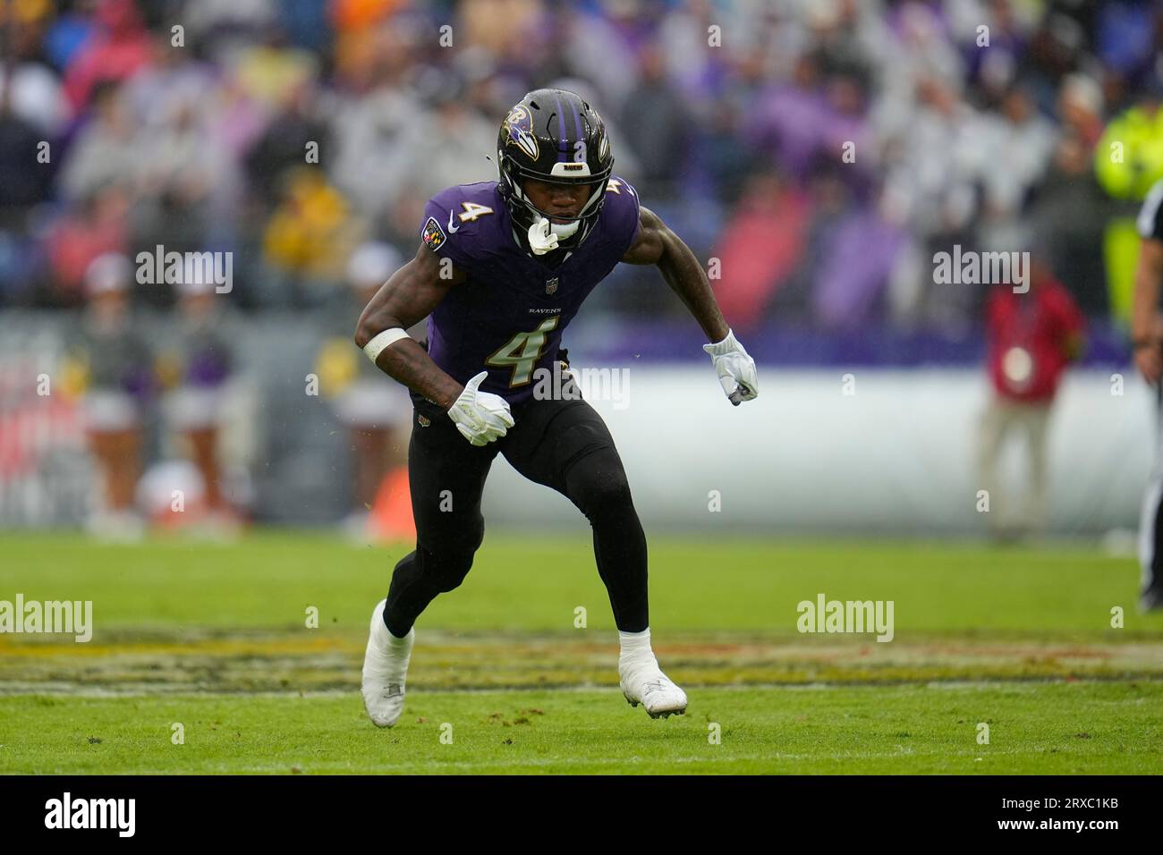 Baltimore Ravens wide receiver Zay Flowers runs during the first half ...