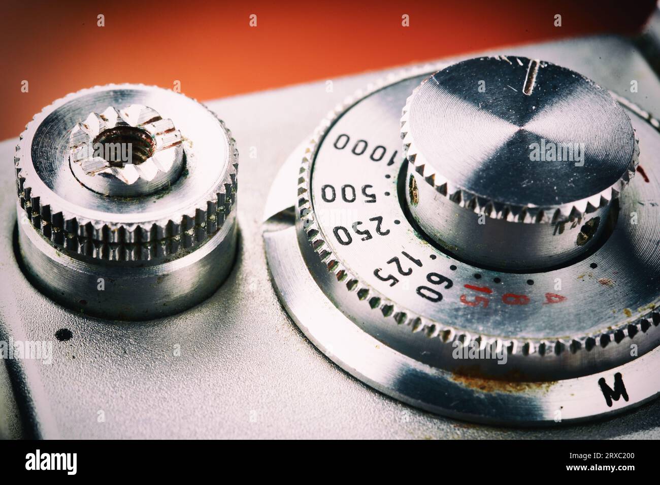 Mechanical shutter switch on the old vintage camera Stock Photo - Alamy