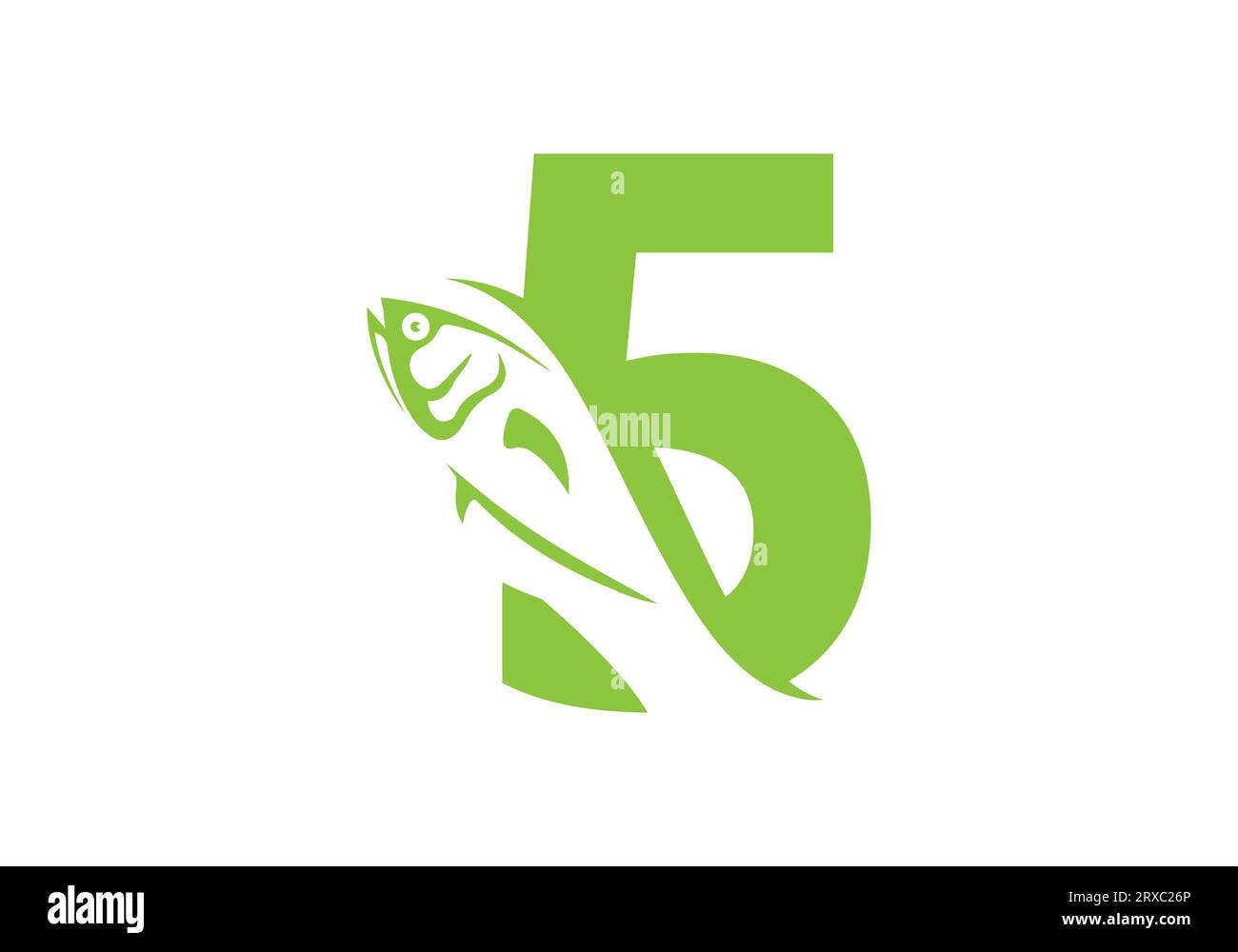 Letter 5 with fish logo design vector template Stock Vector Image & Art ...