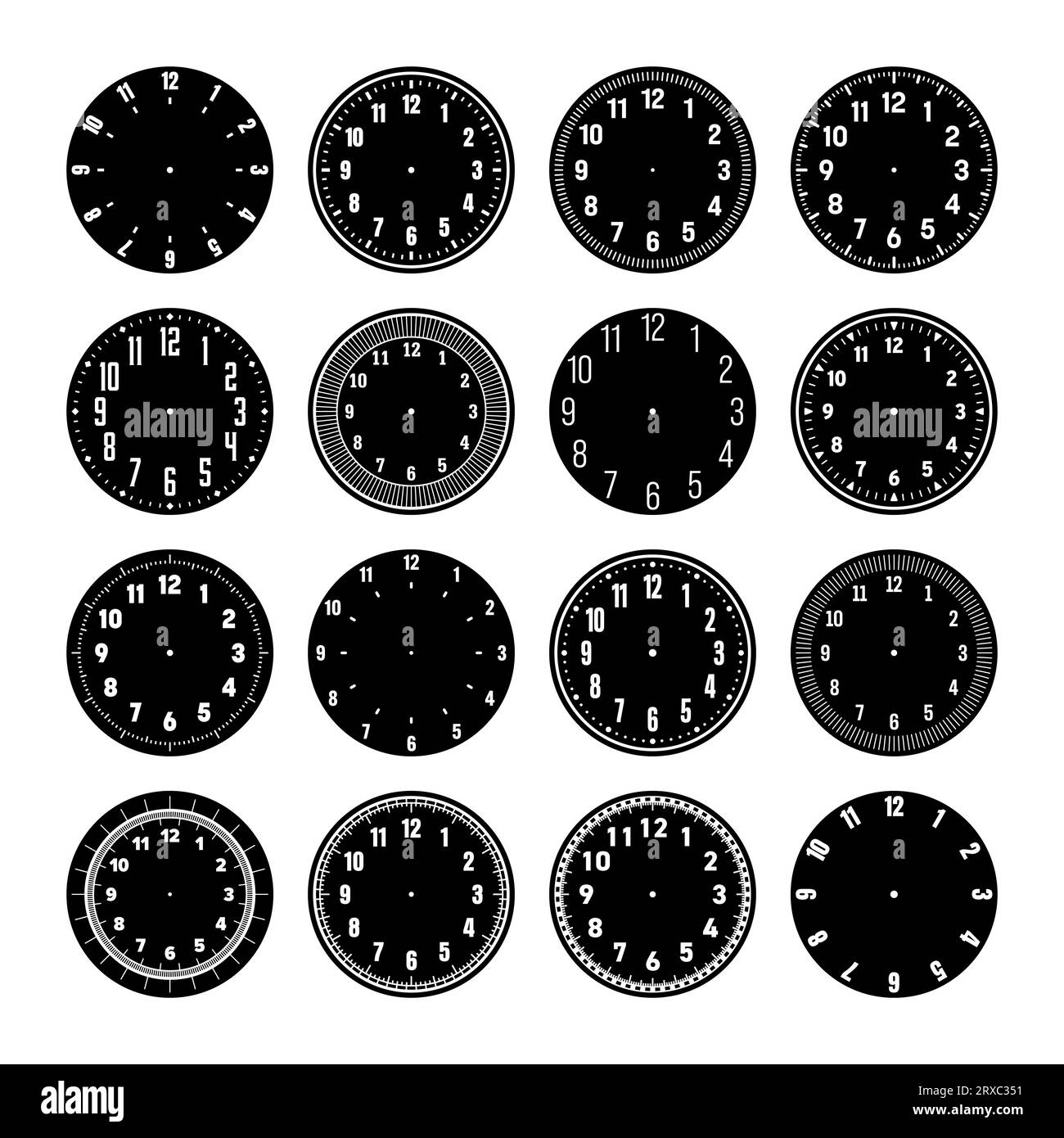 Mechanical clock faces, watch dial with numerals, bezel. Timer or ...