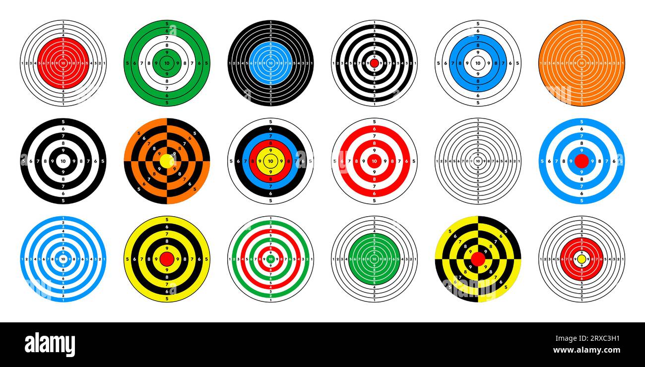 Shooting range paper targets. Round target with divisions, marks and ...
