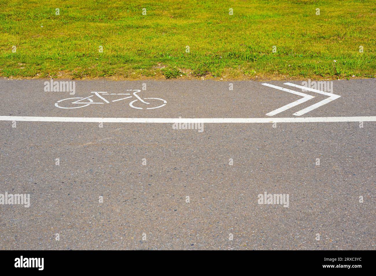 cycle path in the park with direction indication. bicycle symbol on ...