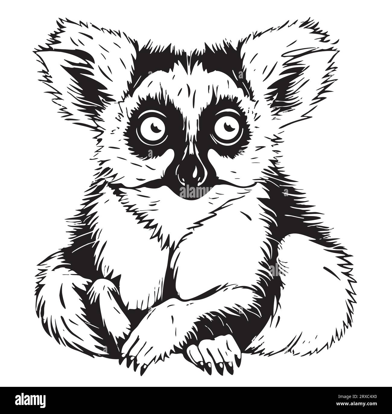 Lemur face cartoon hand drawn sketch Vector Wild animals Stock Vector ...