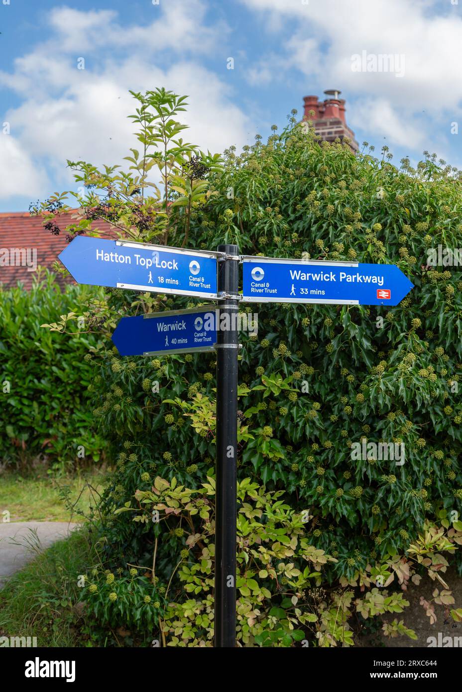 Direction and information signpost at Hatton Locks Stock Photo - Alamy