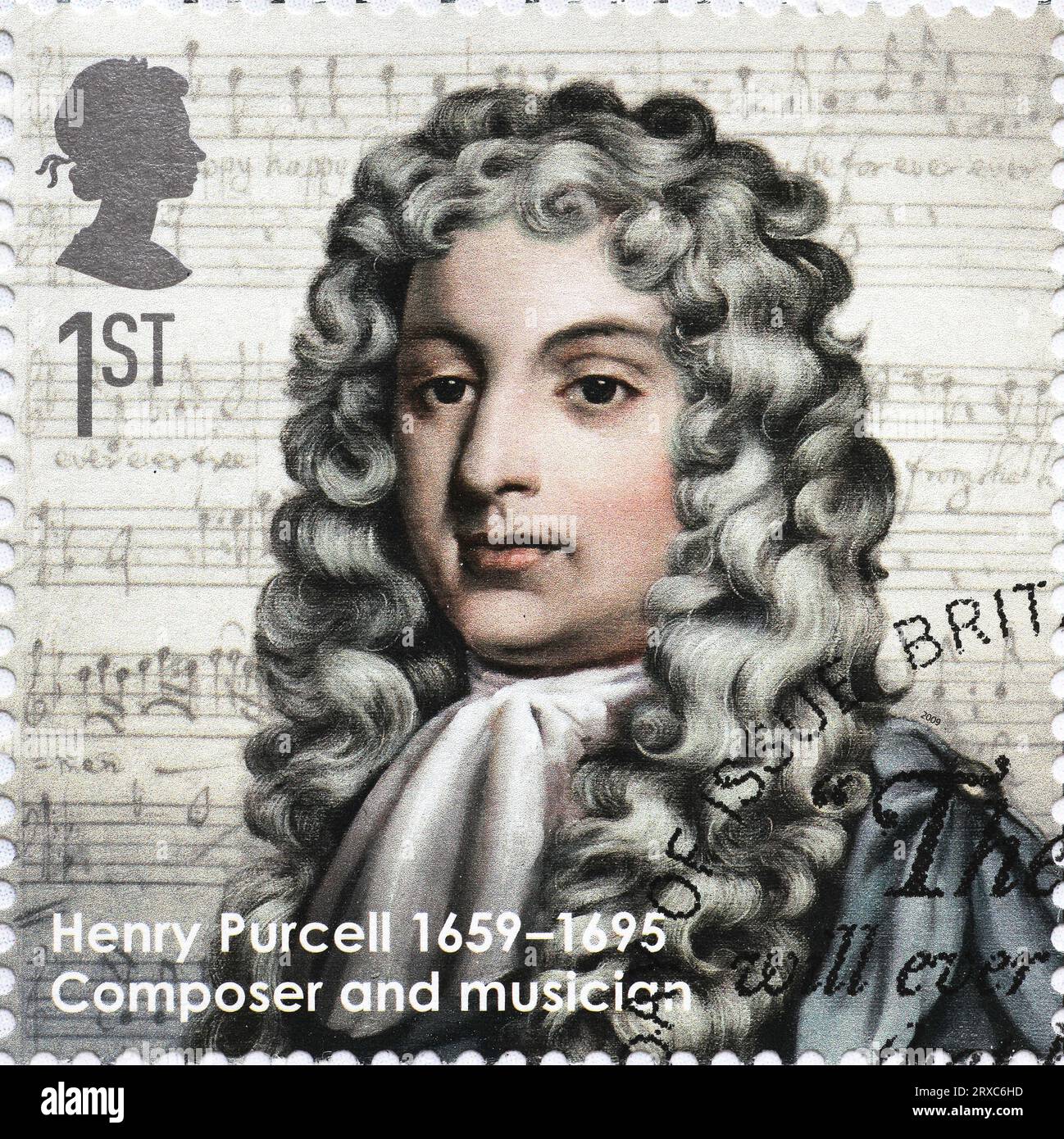 Composer Henry Purcell on british postage stamp Stock Photo - Alamy