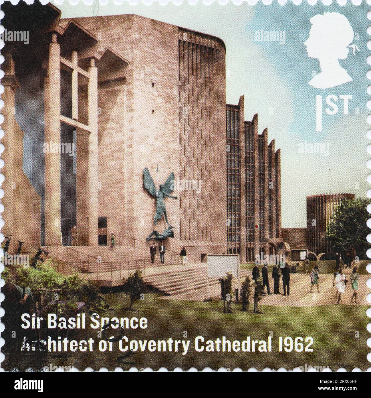 Coventry Cathedral by Sir Basil Spence on british postage stamp Stock ...