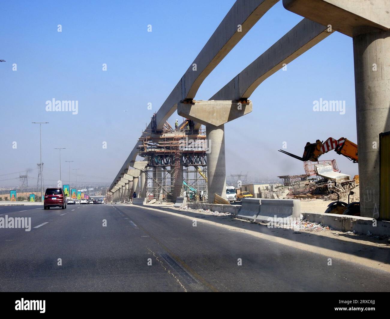 Giza, Egypt, September 16 2023: Giza monorail site, under construction ...