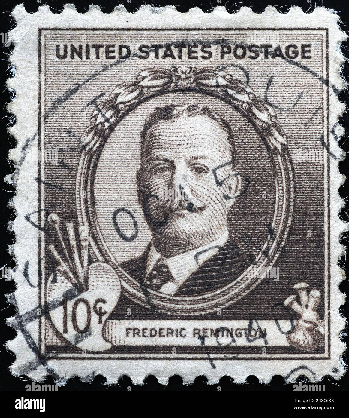 Frederic Remington on vintage american stamp Stock Photo - Alamy