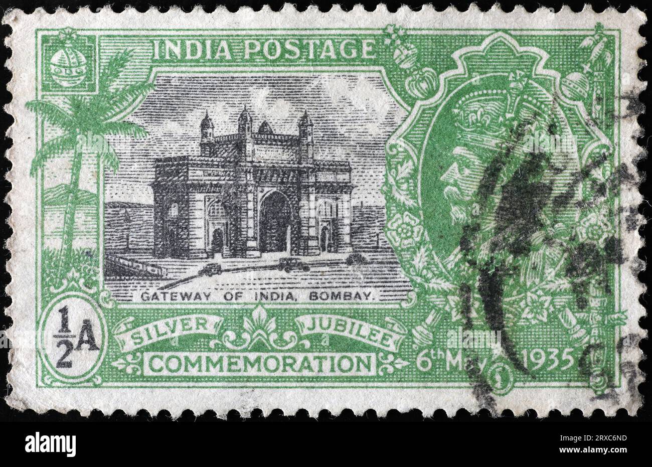 Gateway of India in Bombay on ancient postage stamp Stock Photo - Alamy
