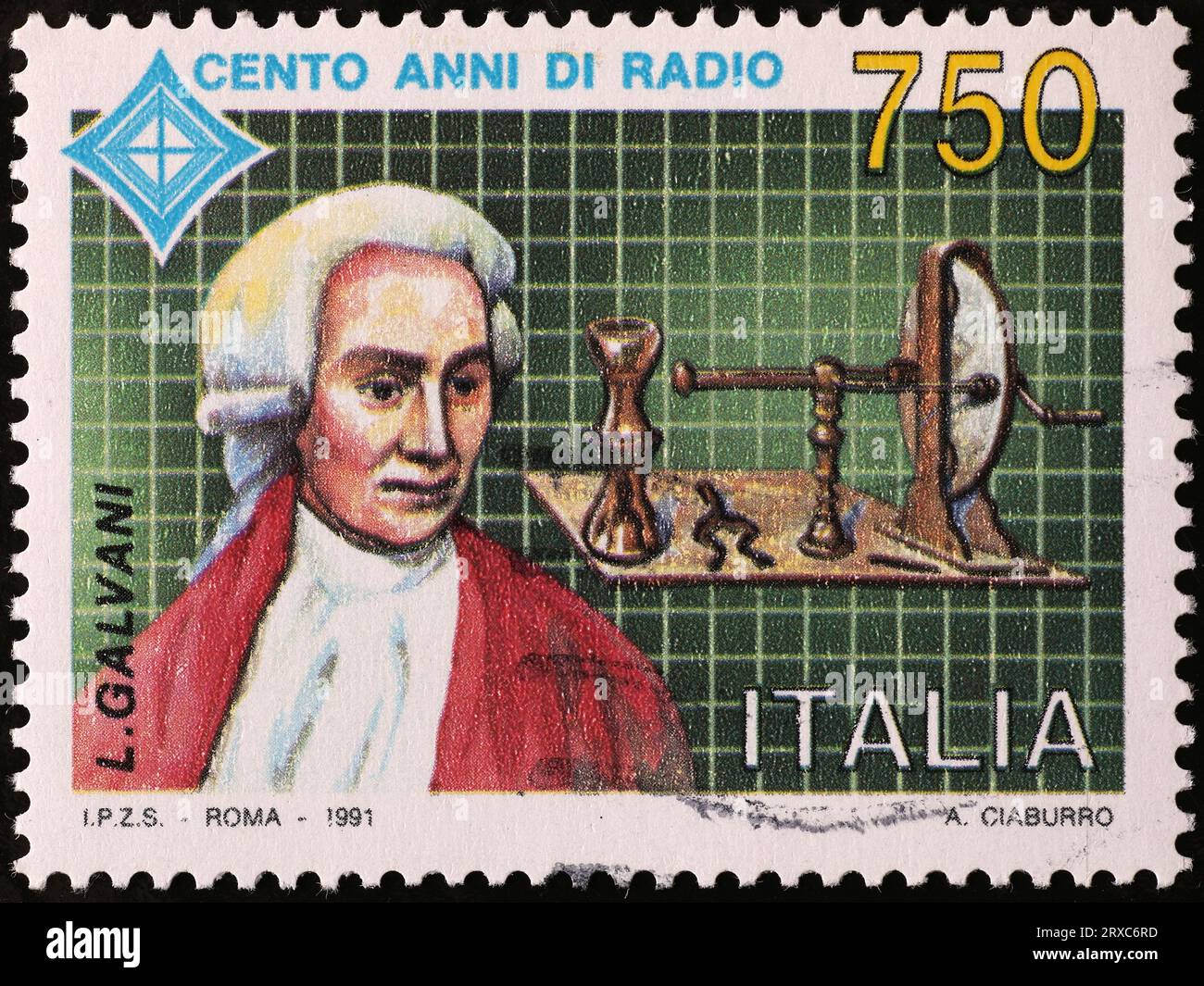 Italian scientist Luigi Galvani on old postage stamp Stock Photo - Alamy