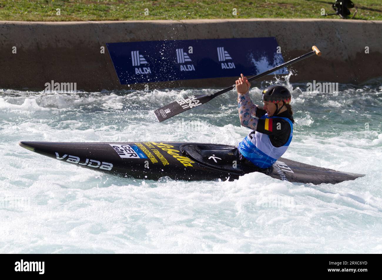 Elena Lilik of Germany competes in the women's C1 at the ICF Canoe ...