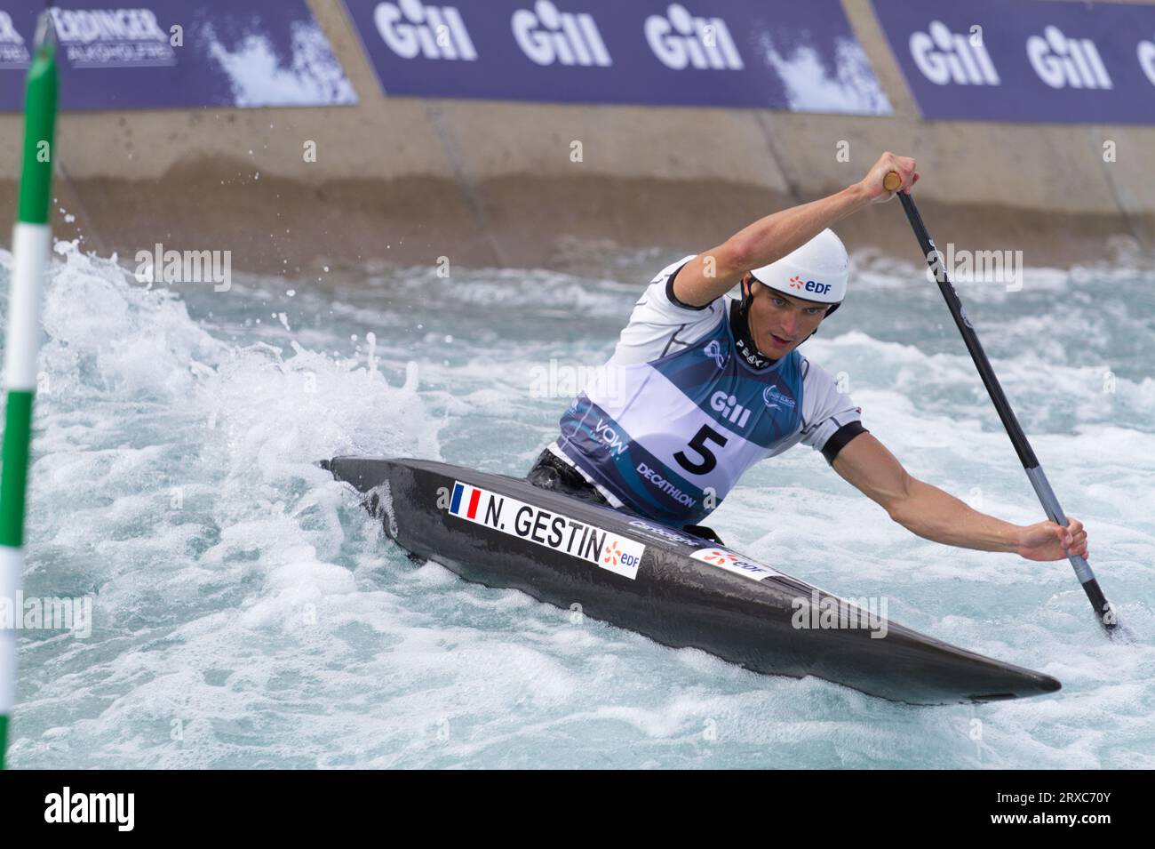 Nicolas Gestin of France competes in the men's C1 at the ICF Canoe ...