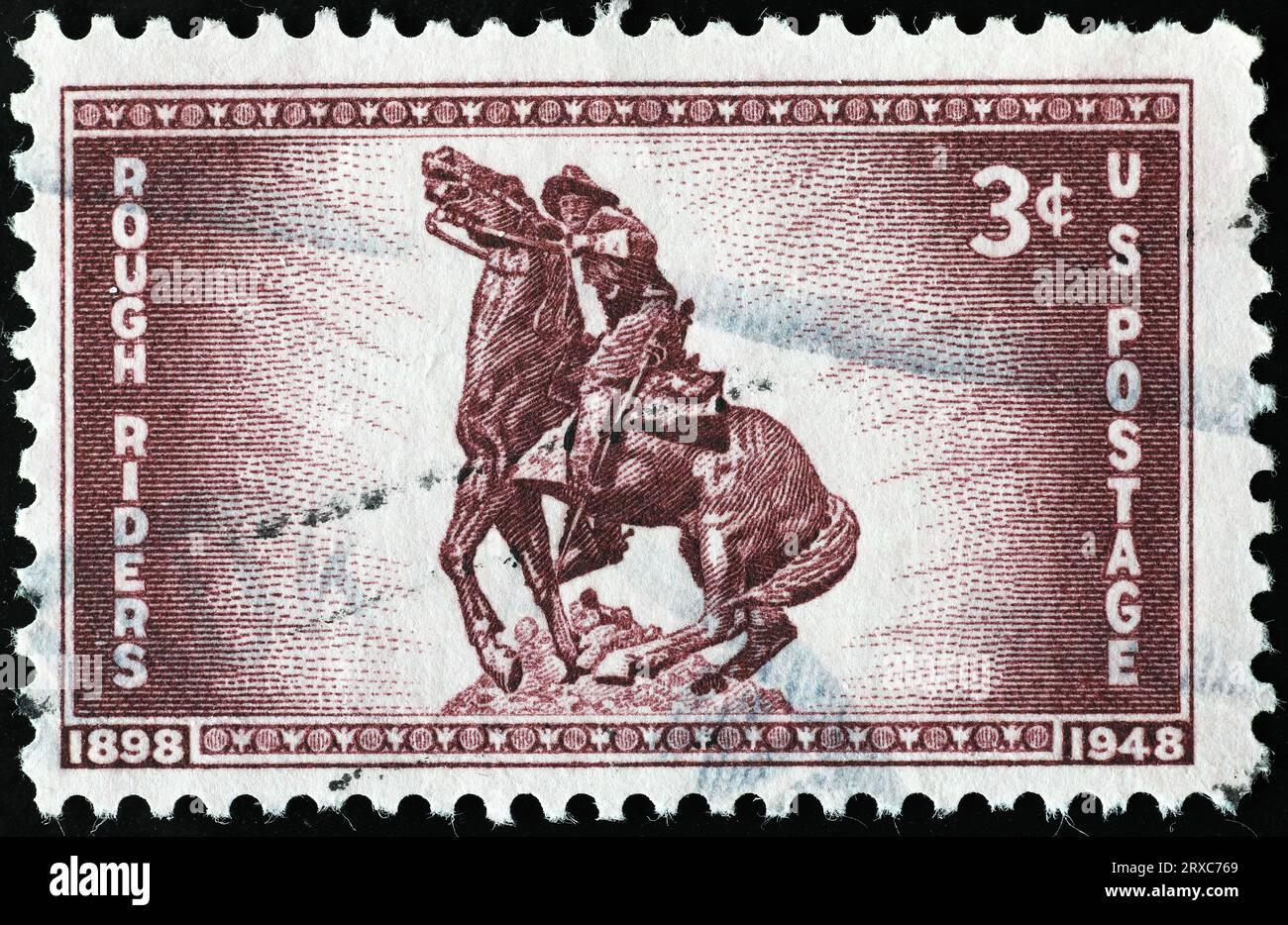 Rough Riders celebrated on old american postage stamp Stock Photo - Alamy