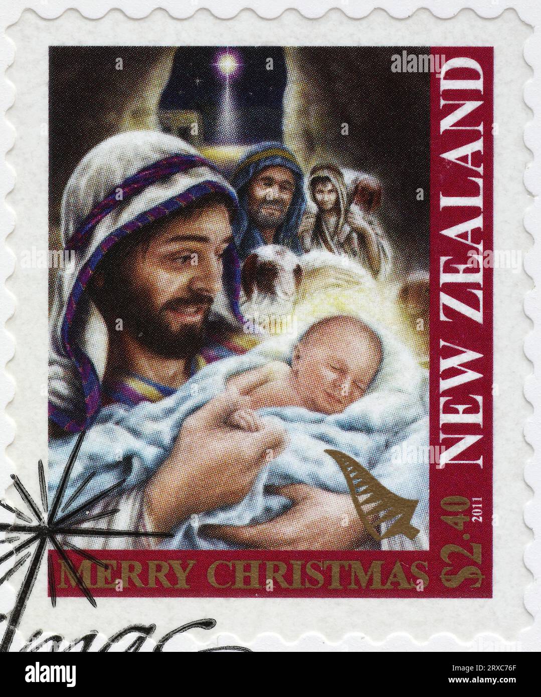 Saint Joseph and Jesus on New Zealand postage stamp Stock Photo - Alamy