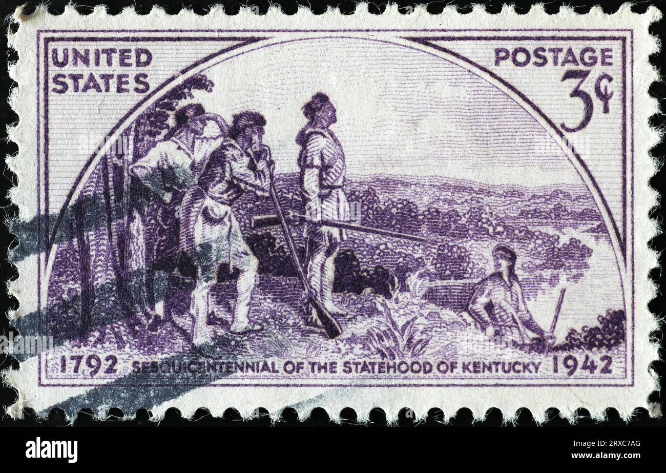 Statehood of Kentucky on ancient postage stamp Stock Photo - Alamy