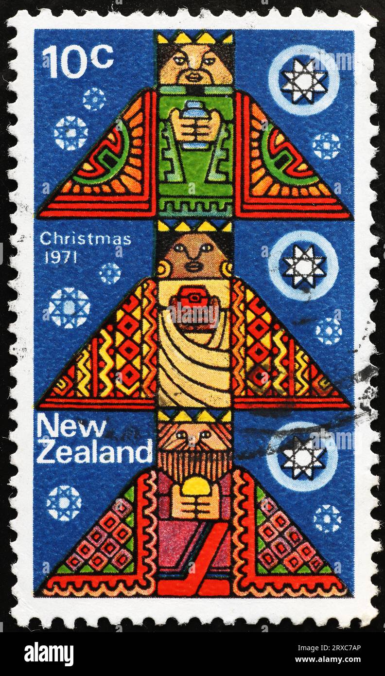 Stylized three kings on New Zealand postage stamp Stock Photo - Alamy