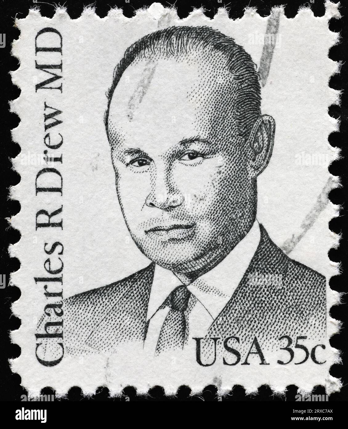 Surgeon Charles R. Drew on vintage american postage stamp Stock Photo ...