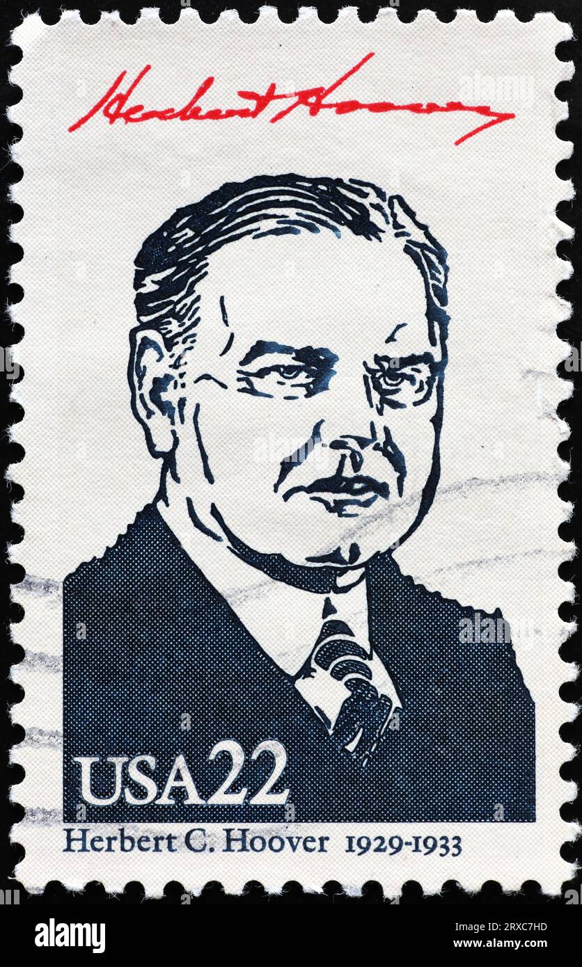 US President Herbert Hoover on vintage american stamp Stock Photo - Alamy