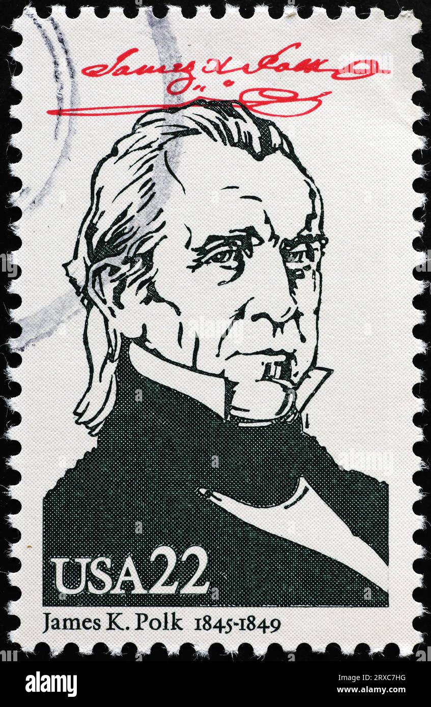 US President James K.Polk on vintage american stamp Stock Photo - Alamy