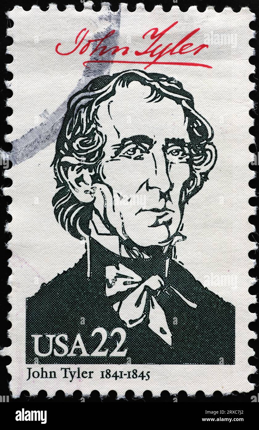 US President John Tyler on vintage american stamp Stock Photo - Alamy
